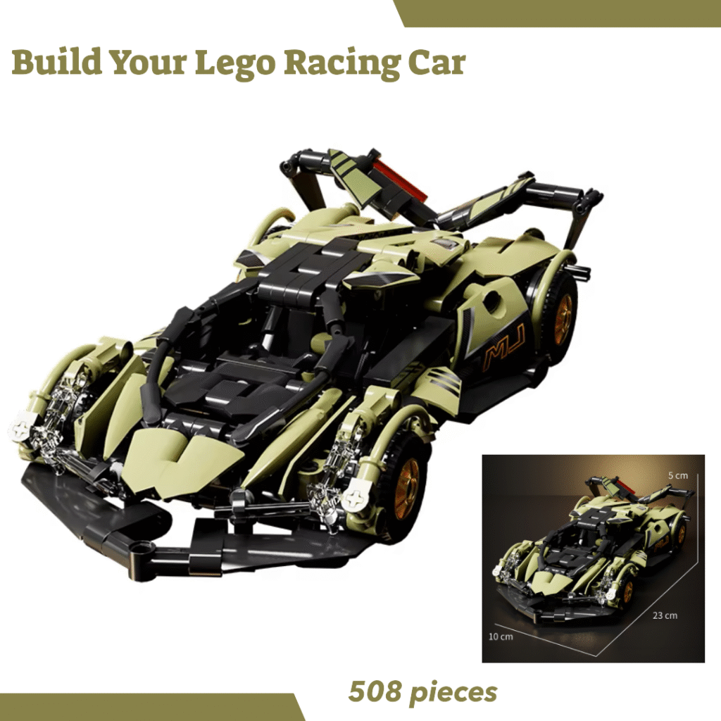 Olive Lego Racing Car - Puzzle Craft